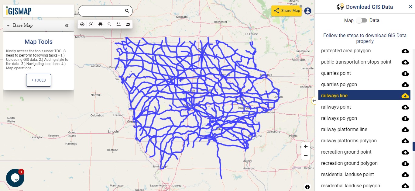 Download Iowa USA State GIS Data - Counties, boundaries, railways ...