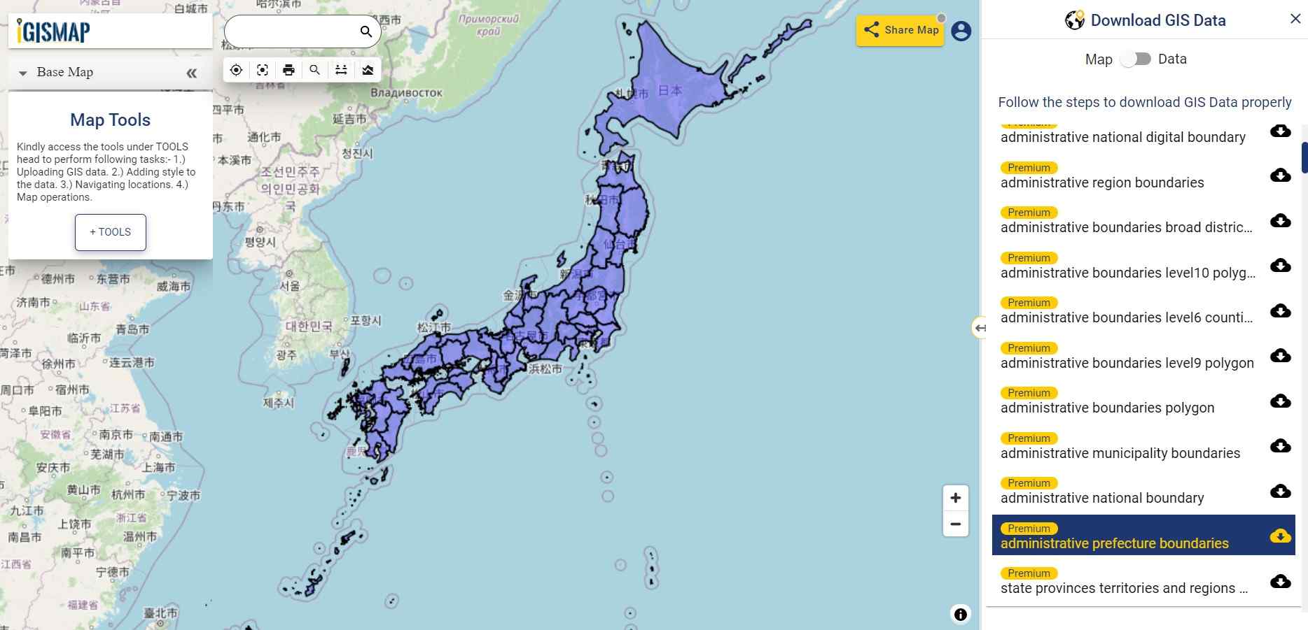 Download Japan Administrative Boundary Shapefiles - Regions ...