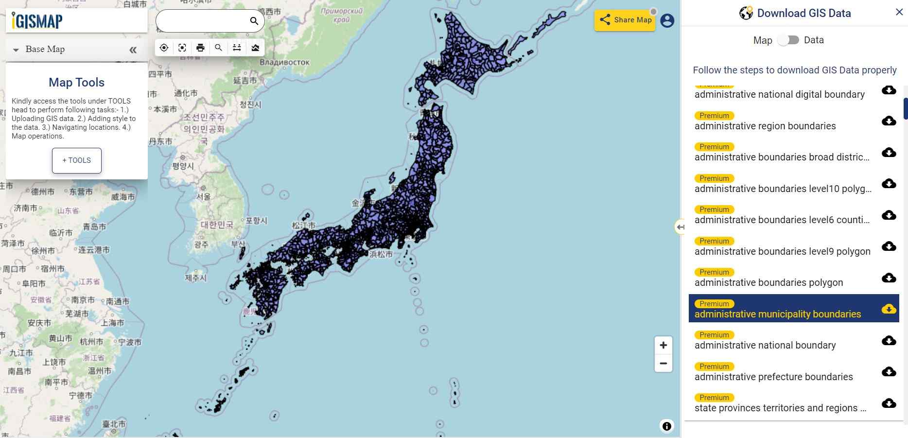 Download Japan Administrative Boundary Shapefiles - Regions ...