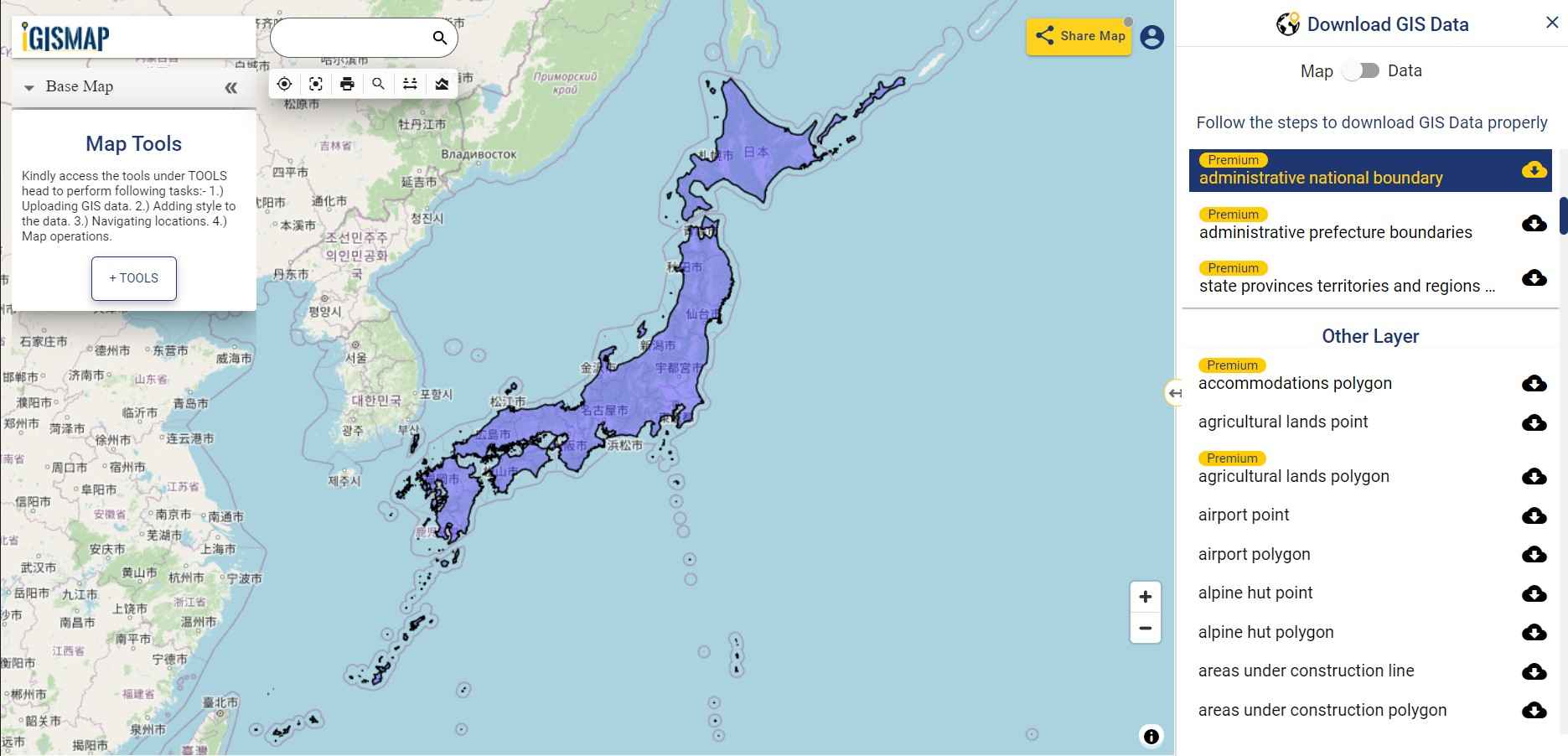 Download Japan Administrative Boundary Shapefiles - Regions ...