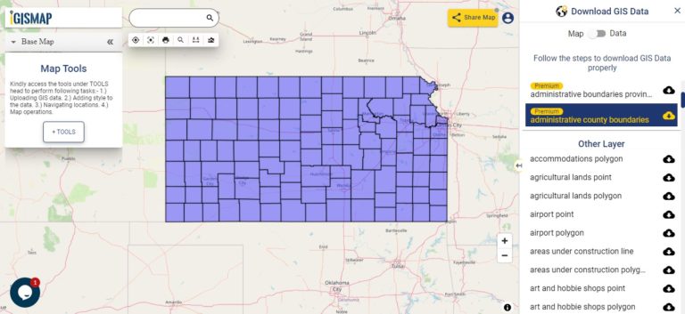 Download Kansas State GIS Data - Counties, boundary, rail, highway line ...