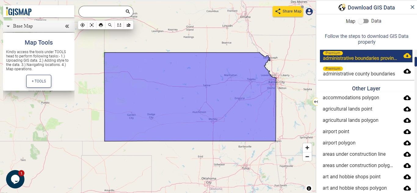 Download Kansas State GIS Data - Counties, boundary, rail, highway line ...