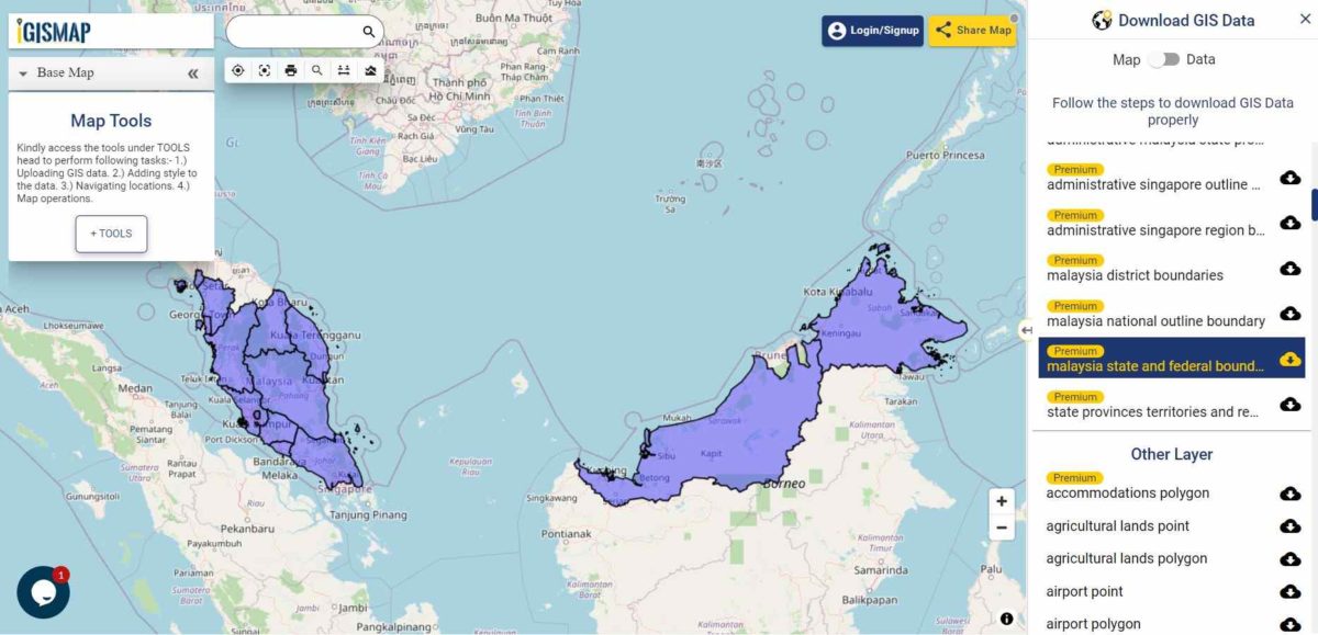 Download Malaysia Administrative Boundary Shapefiles - National, States ...