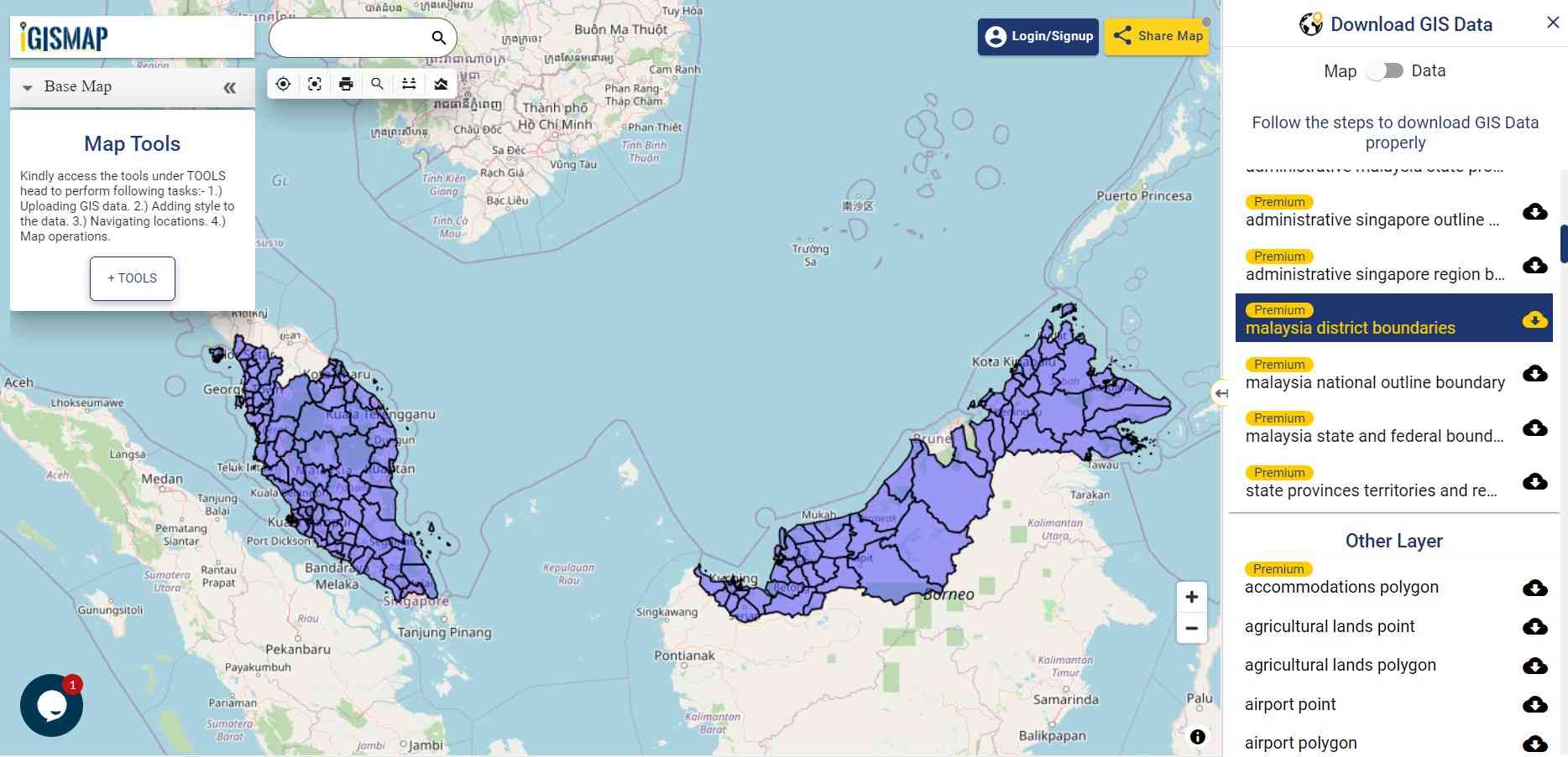 Download Malaysia Administrative Boundary Shapefiles - National, States ...