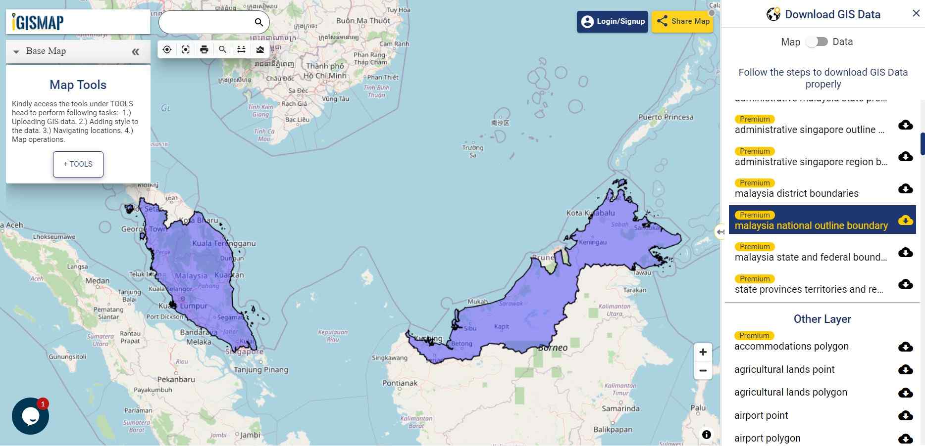 Download Malaysia Administrative Boundary Shapefiles - National, States ...