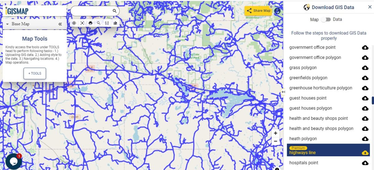 Download Michigan GIS Map - boundary, county, rail, highway, shapefile ...