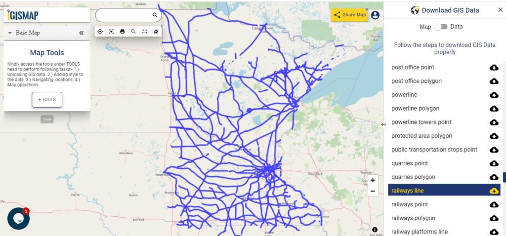 Download Minnesota GIS Maps - Boundary, County, rail, highway line