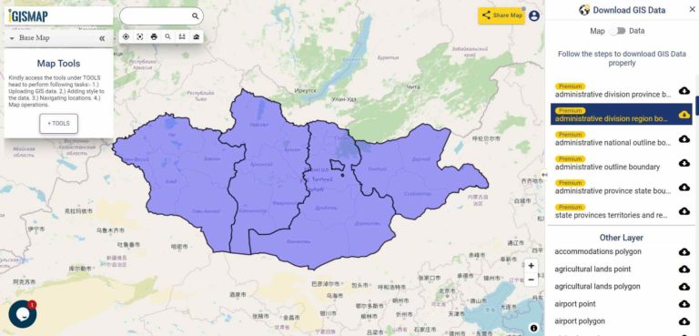Download Mongolia Administrative Boundary Shapefiles - Regions ...