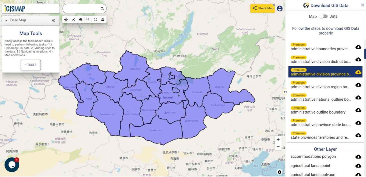 Download Mongolia Administrative Boundary Shapefiles - Regions ...