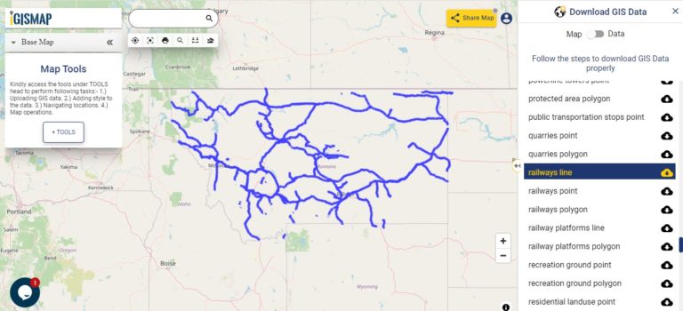 Download Montana State GIS Data - County, rail, highway shapefile