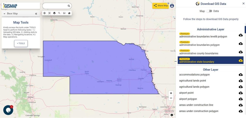 Download Nebraska State GIS Maps – Boundary, Counties, Railway, Highway