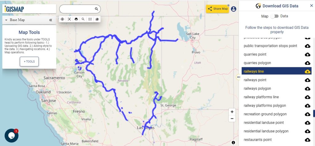 Download Nevada State GIS Maps – Boundary, Counties, Rail, highway