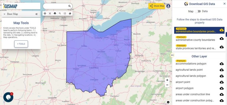 Download Ohio State GIS Maps – Boundary, Counties, Rail, highway