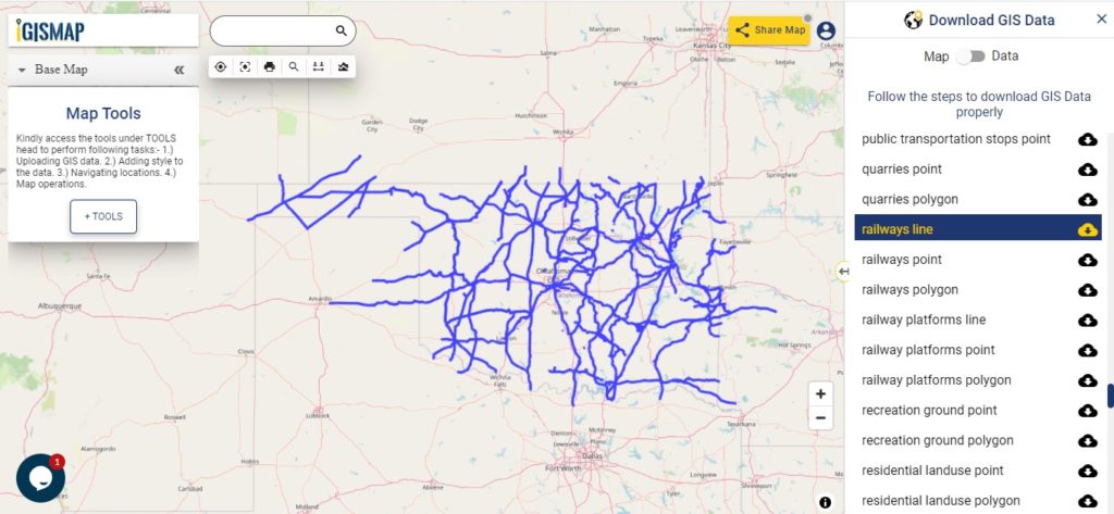 Download Oklahoma State GIS Maps – Boundary, Counties, Rail, highway