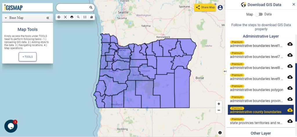 Download Oregon State GIS Maps – Boundary, Counties, Rail, highway