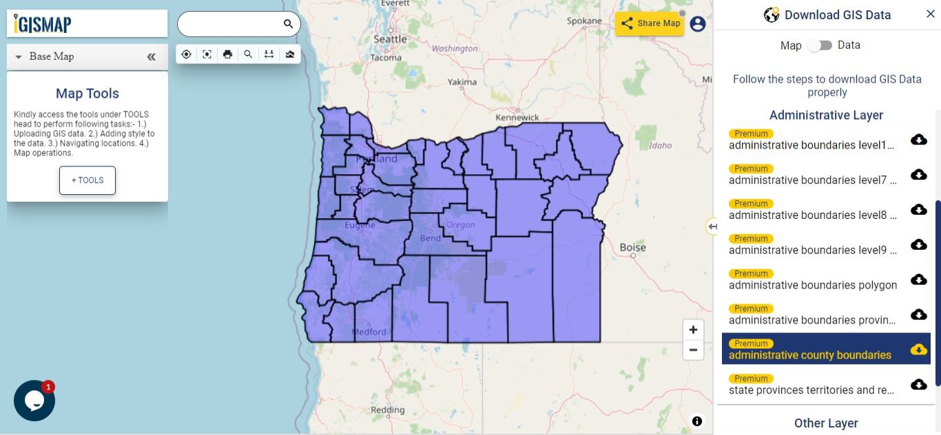 Download Oregon State GIS Maps – Boundary, Counties, Rail, highway