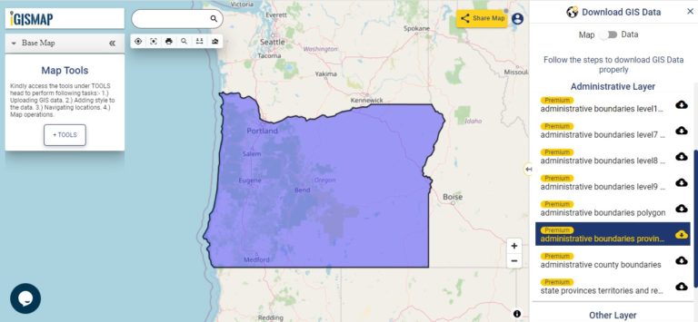 Download Oregon State GIS Maps – Boundary, Counties, Rail, highway