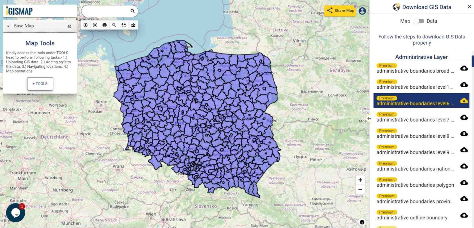 Download Poland Administrative Boundary Shapefiles - States, Counties ...