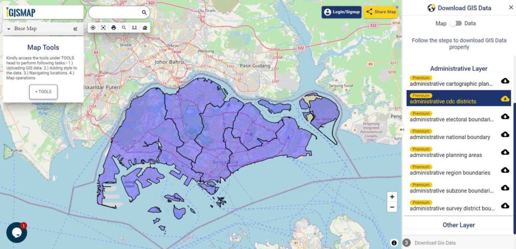 Download Singapore Administrative Boundary Shapefiles - Regions ...