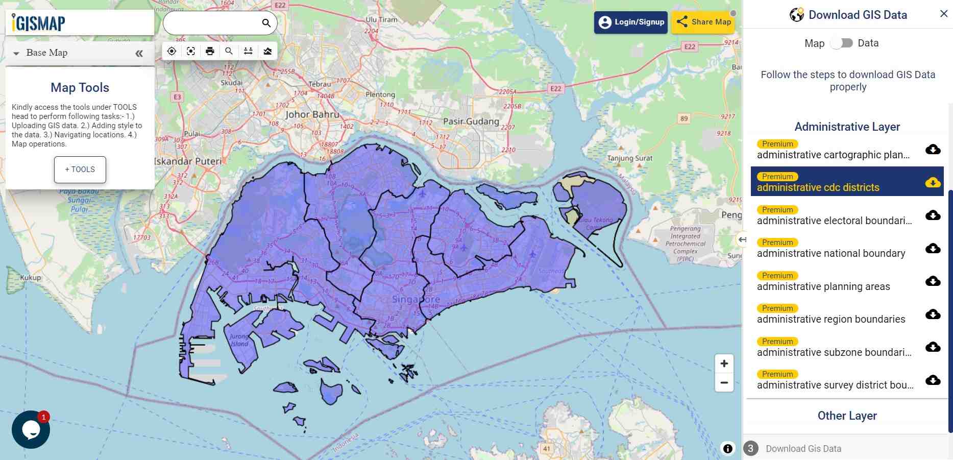 Download Singapore Administrative Boundary Shapefiles - Regions ...