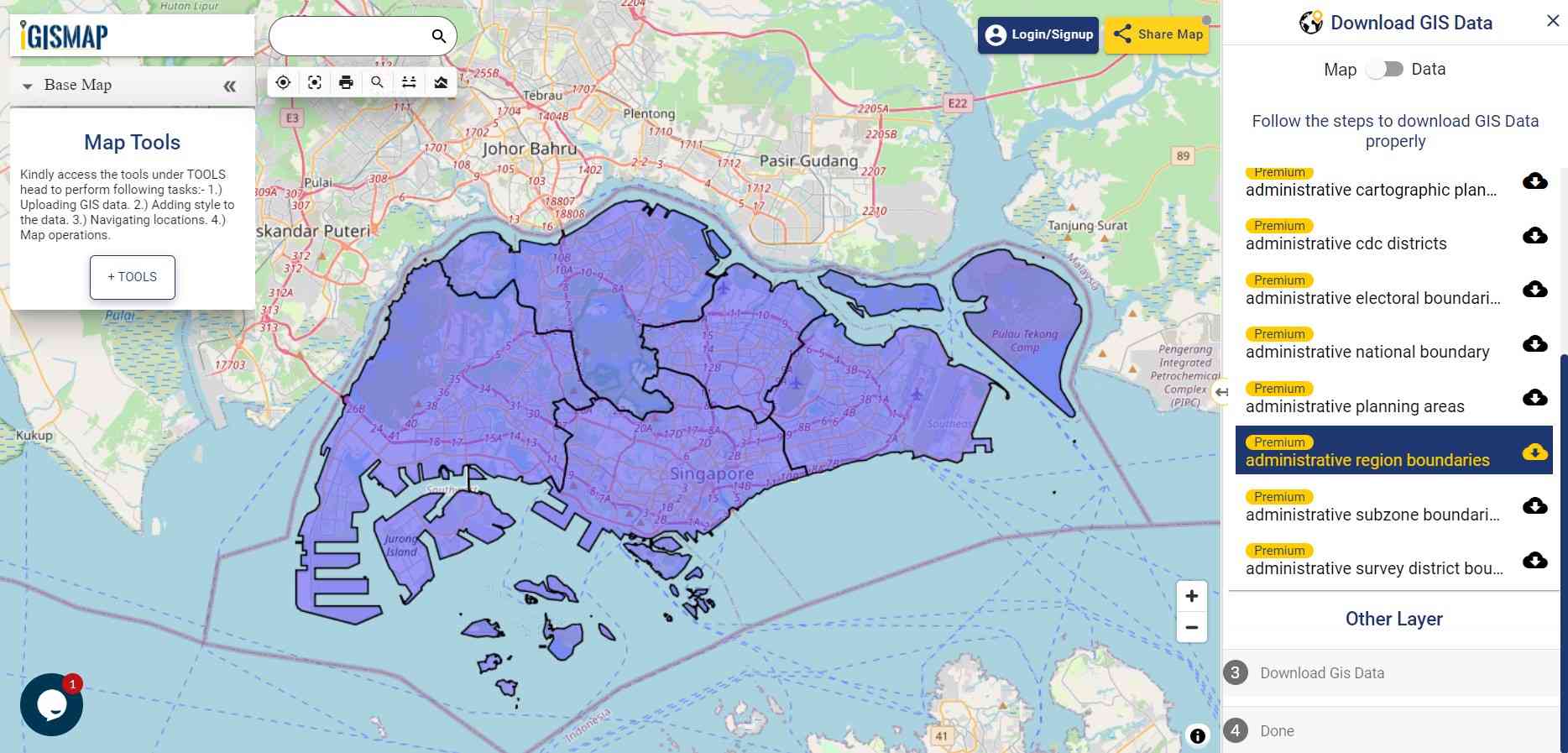 Download Singapore Administrative Boundary Shapefiles - Regions ...