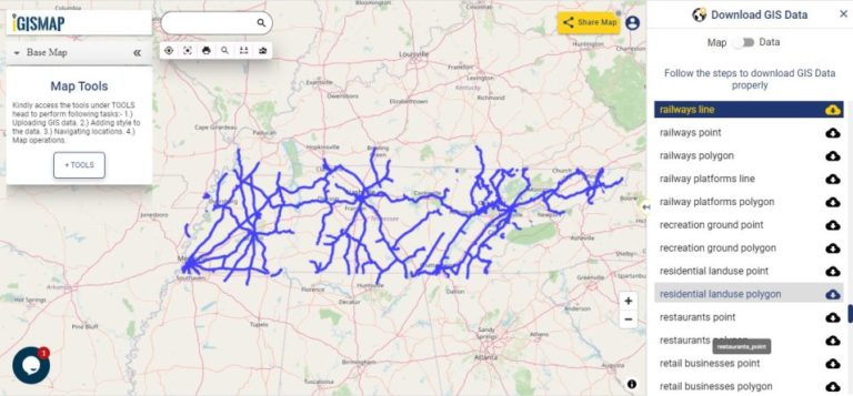 Download Tennessee State GIS Maps – Boundary, Counties, Rail, highway