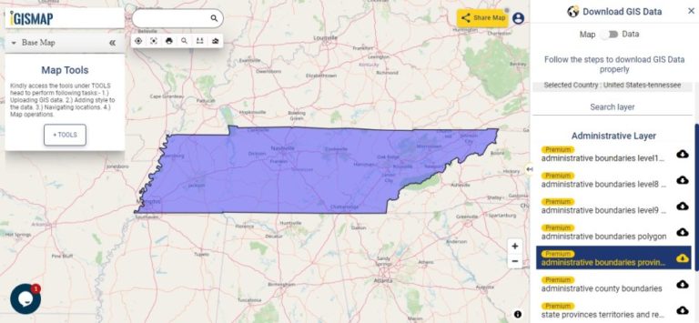 Download Tennessee State GIS Maps – Boundary, Counties, Rail, highway