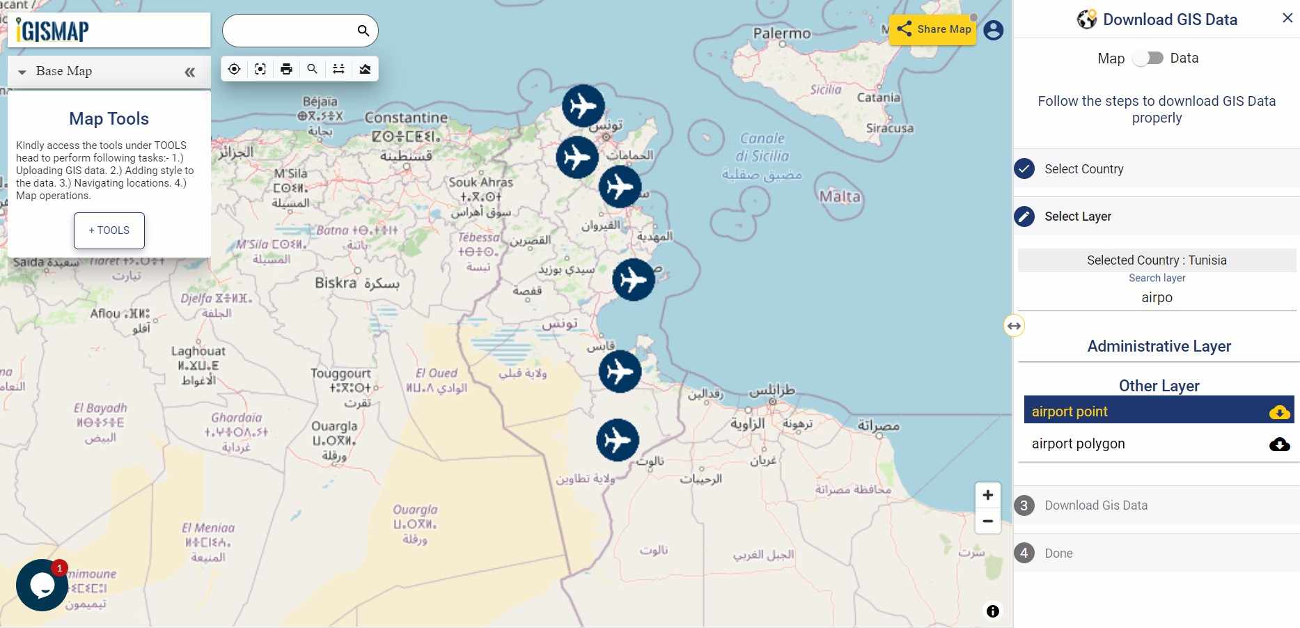 Download Tunisia GIS Data - Provinces, Highway Lines, Airport Locations ...