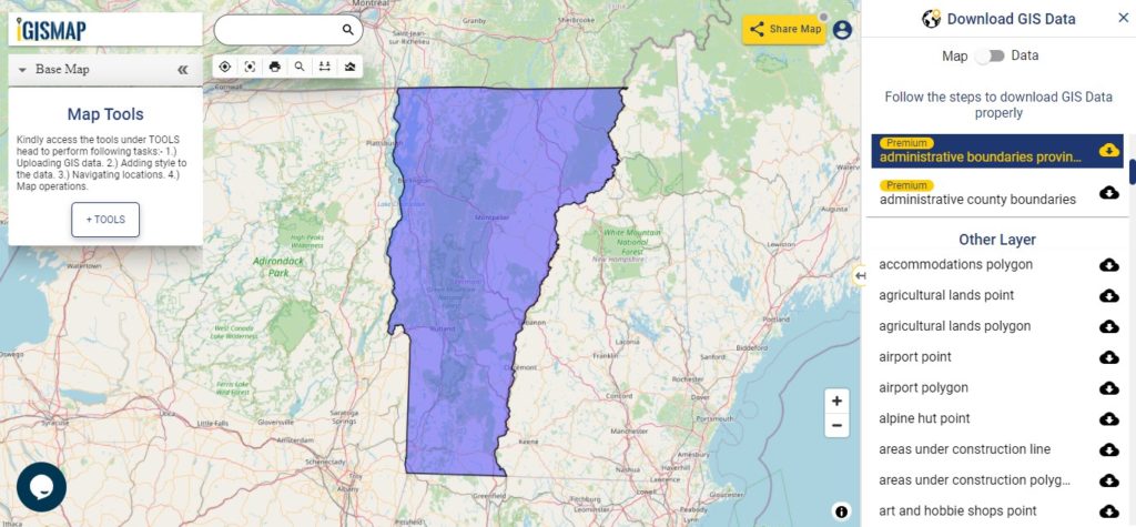 Download Vermont State GIS Maps – Boundary, Counties, Rail, highway