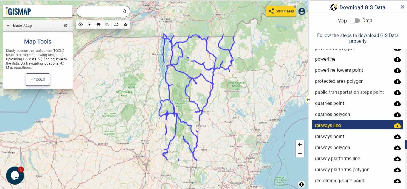 Download Vermont State GIS Maps – Boundary, Counties, Rail, highway