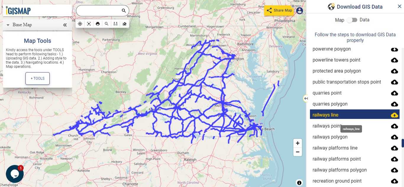 Download Virginia State GIS Maps – Boundary, Counties, Rail, highway