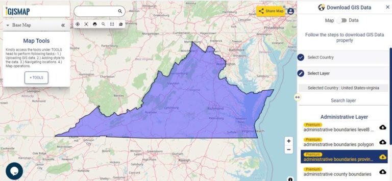 Download Virginia State GIS Maps – Boundary, Counties, Rail, highway