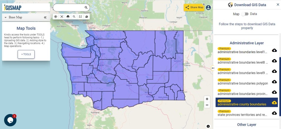 Download Washington State GIS Maps – Boundary, Counties, Rail, highway