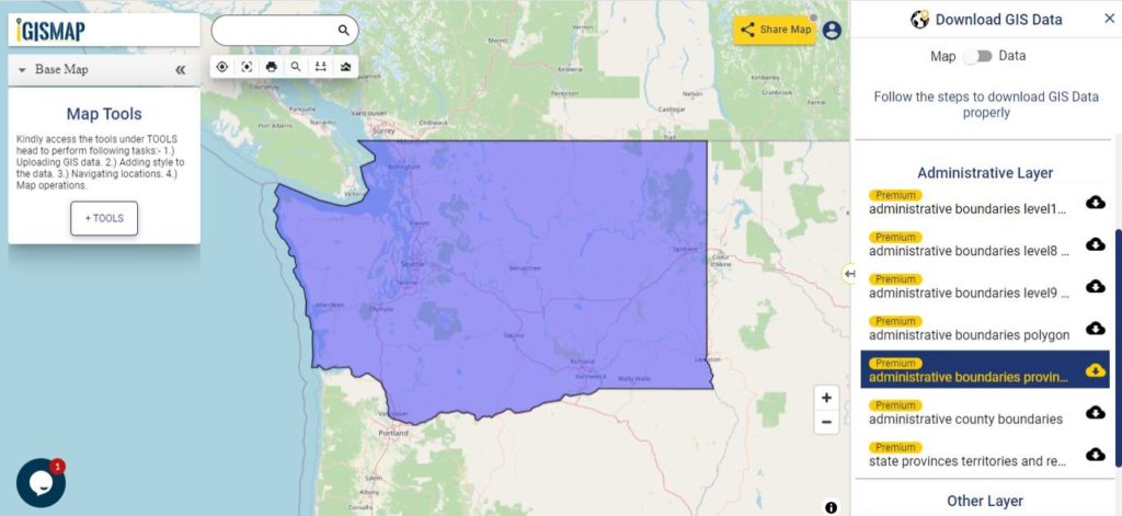 Download Washington State GIS Maps – Boundary, Counties, Rail, highway