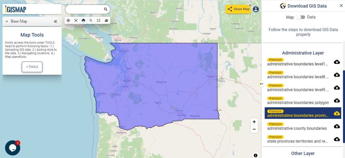 Download Washington State GIS Maps – Boundary, Counties, Rail, highway