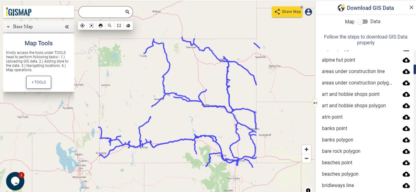 Download Wyoming State GIS Maps – Boundary, Counties, Rail, highway