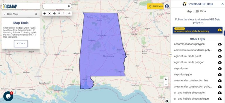 United States - Alabama GIS Data - Shapefiles, Kml, Csv, GeoJSON