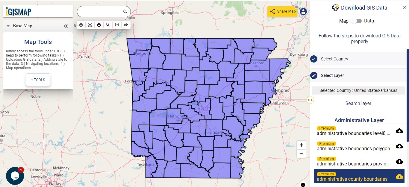 United States - Arkansas GIS data - Shapefile, Kml - Boundary, County ...