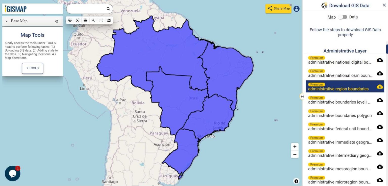 Download Brazil Administrative Boundary Shapefiles - Regions, Federal ...