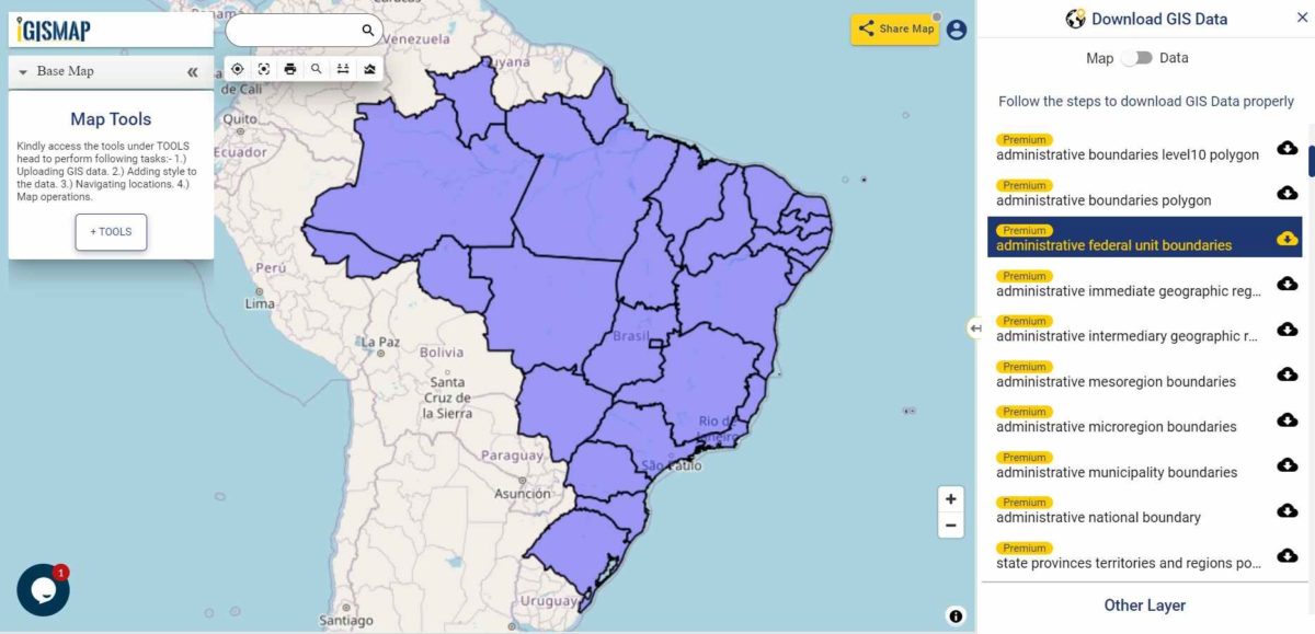 Download Brazil Administrative Boundary Shapefiles - Regions, Federal ...