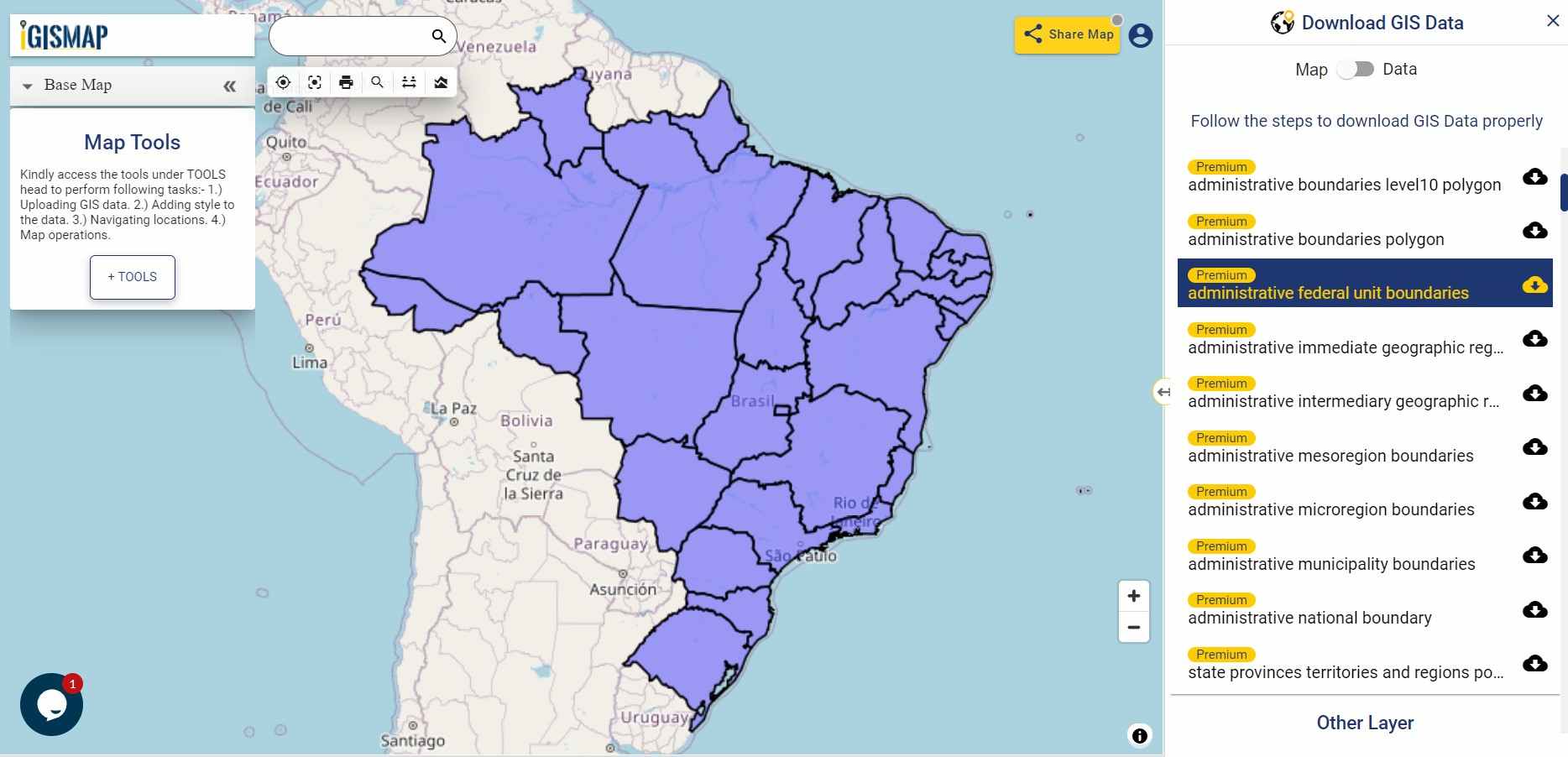 Download Brazil Administrative Boundary Shapefiles - Regions, Federal ...
