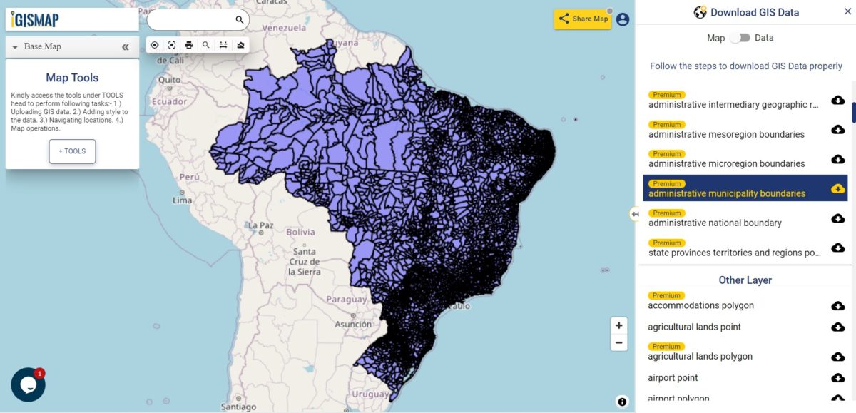 Download Brazil Administrative Boundary Shapefiles - Regions, Federal ...