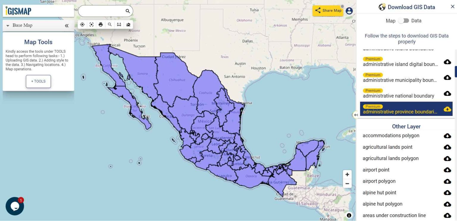 Download Mexico Administrative Boundary Shapefiles - Provinces ...