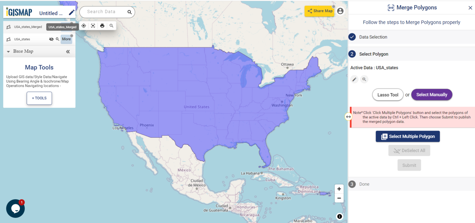 Merge polygons features online using IGISMap