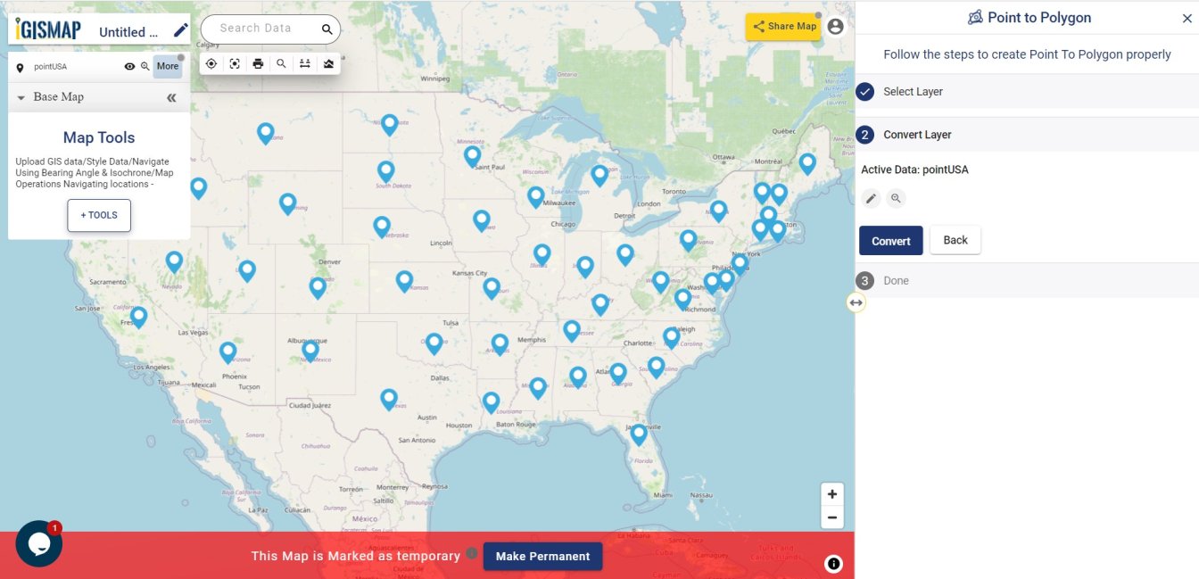Online conversion of GIS points to polygon