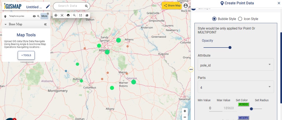 Plot telephone pole locations online with attribute data
