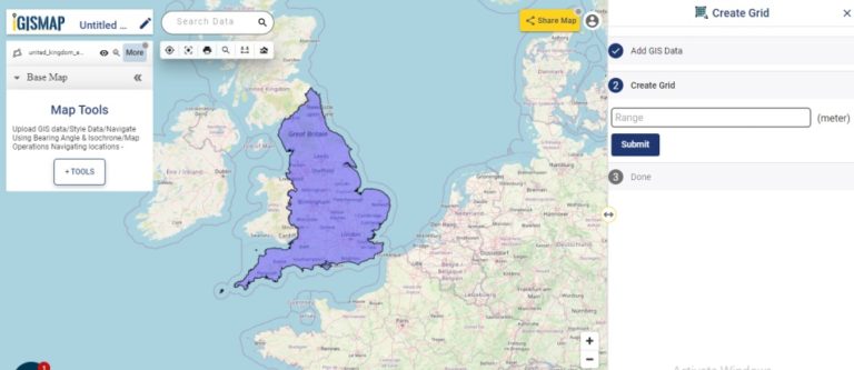 Create grid layer over England national boundary