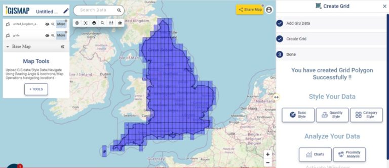 Create grid layer over England national boundary