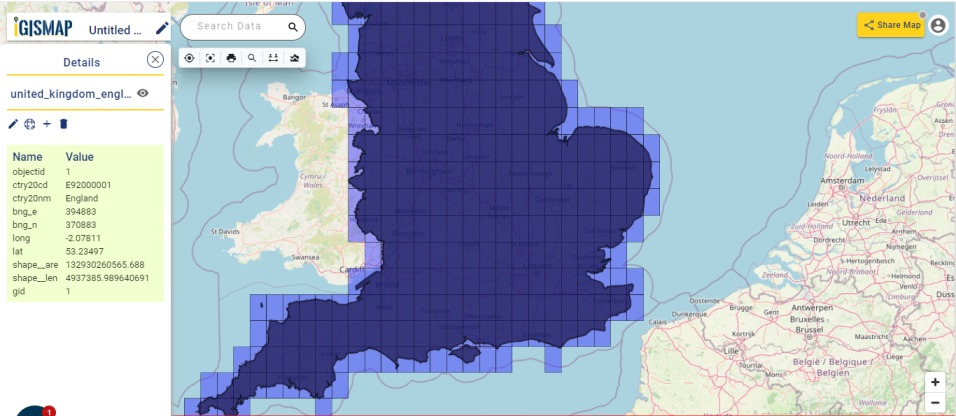 Create grid layer over England national boundary