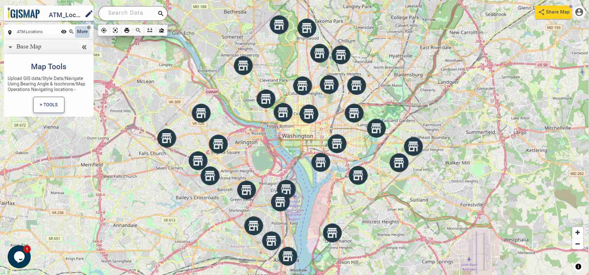 Plot ATM locations on a map and embed on your website